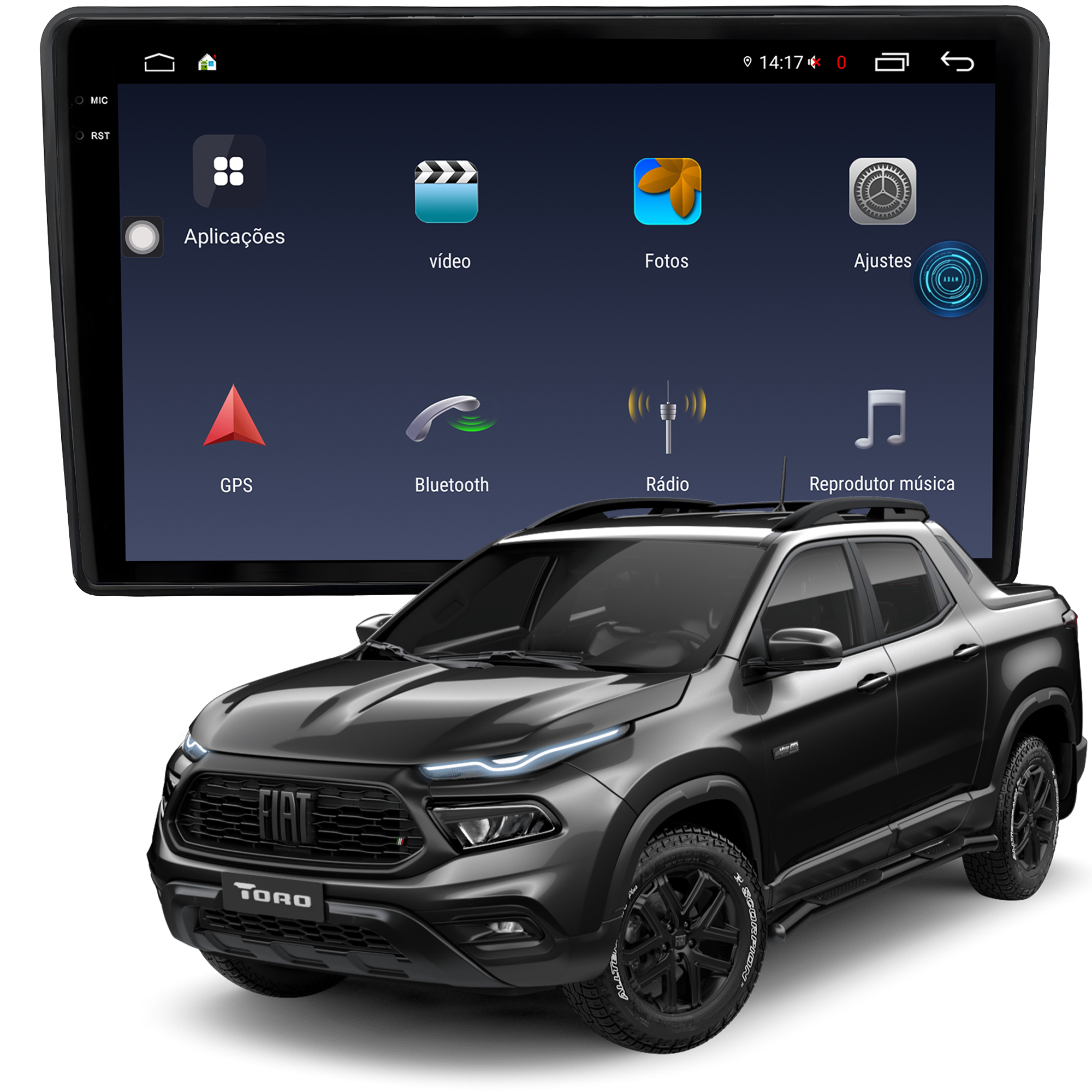 MULTIMÍDIA AIKON FÓTON 6RAM 128GB TELA 2K 9" TORO 2022 ACIMA - SOAUDIO